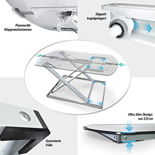 Deskfit 3in1 höhenverstellbarer Schreibtisch-Aufsatz 80cm, stufenlose ...