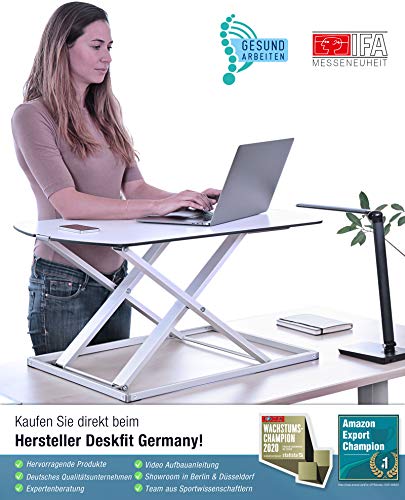 Deskfit 3in1 höhenverstellbarer Schreibtisch-Aufsatz 80cm, stufenlose ...