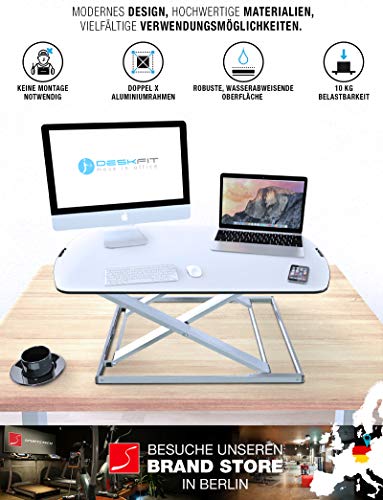 Deskfit 3in1 höhenverstellbarer Schreibtisch-Aufsatz 80cm, stufenlose ...